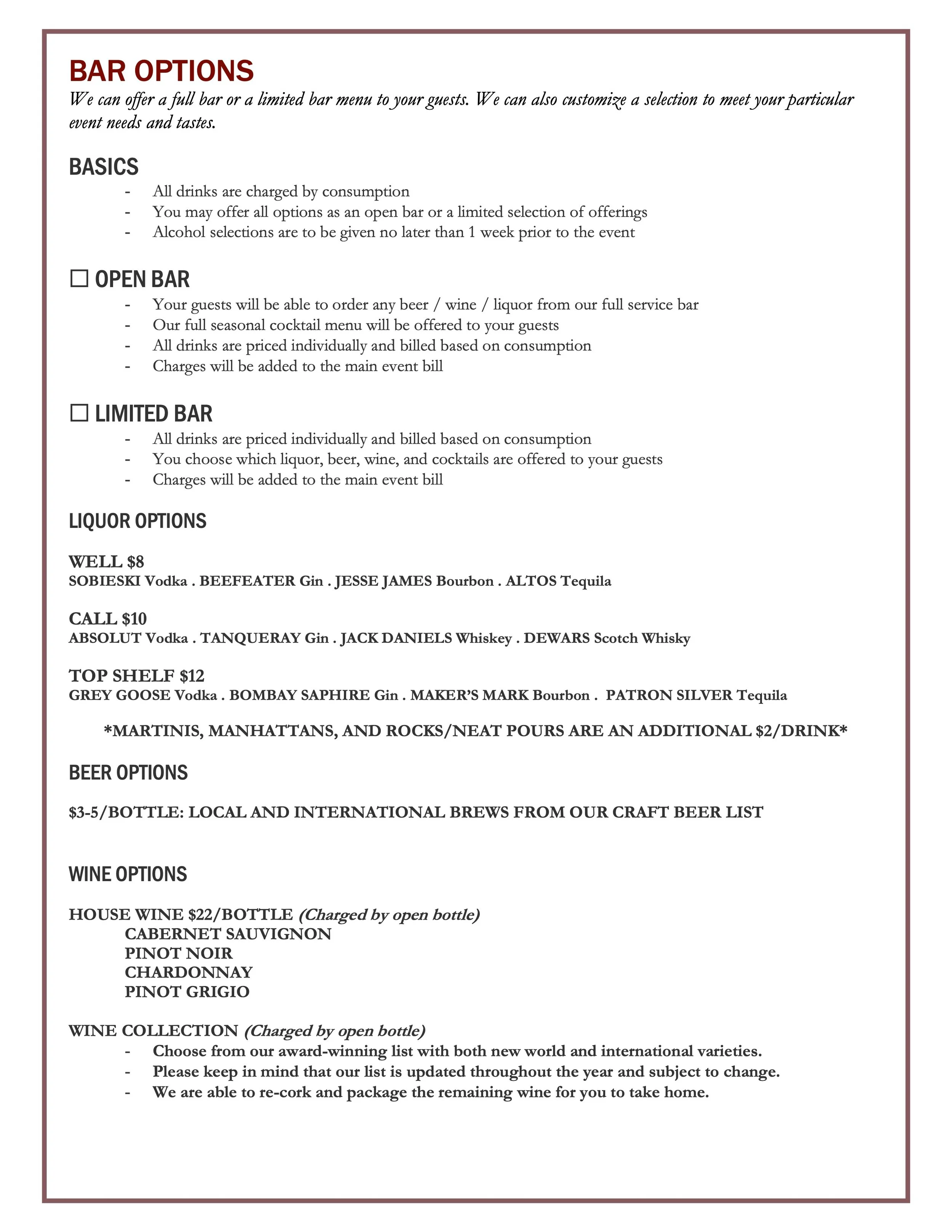 Private Dining Menus — Carlyle Grill