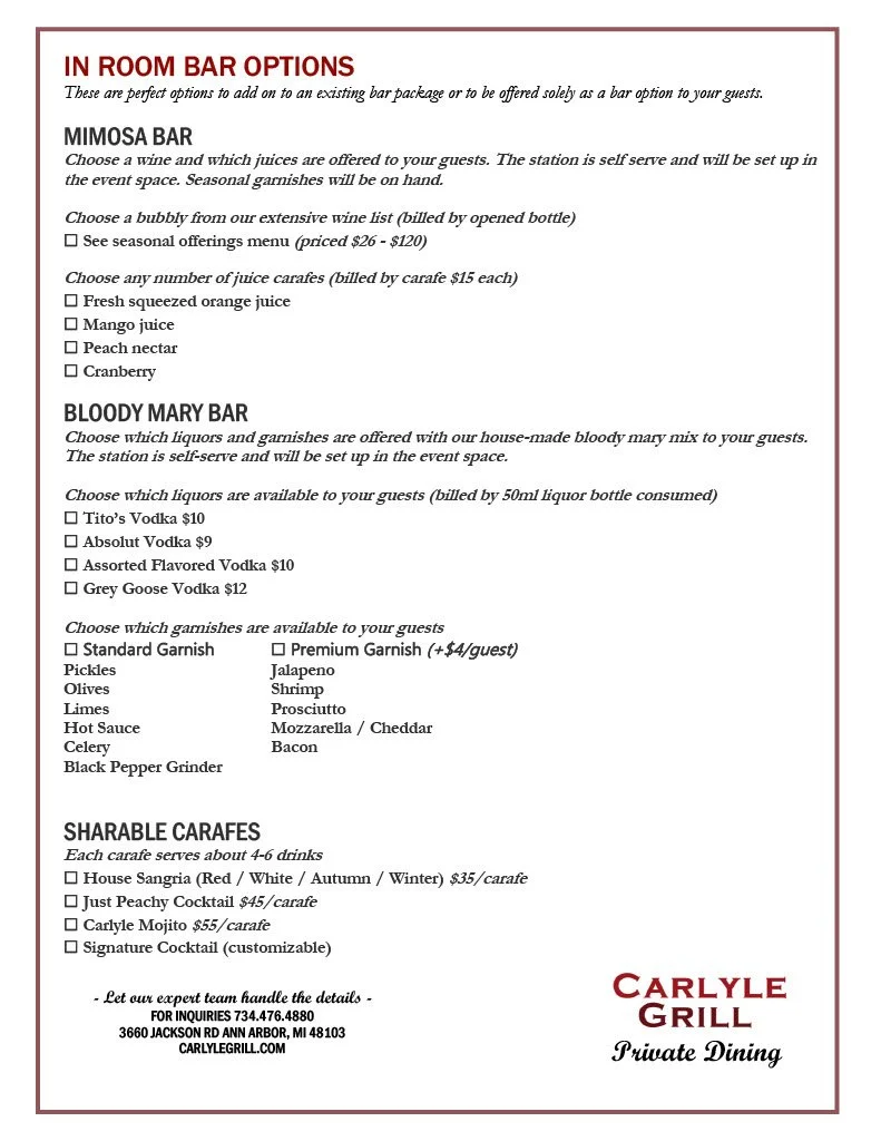 Private Dining Menus — Carlyle Grill