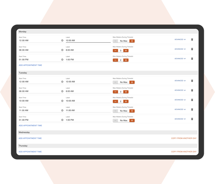 AutoOps: Online Scheduling for Auto Shops - Schedule Settings