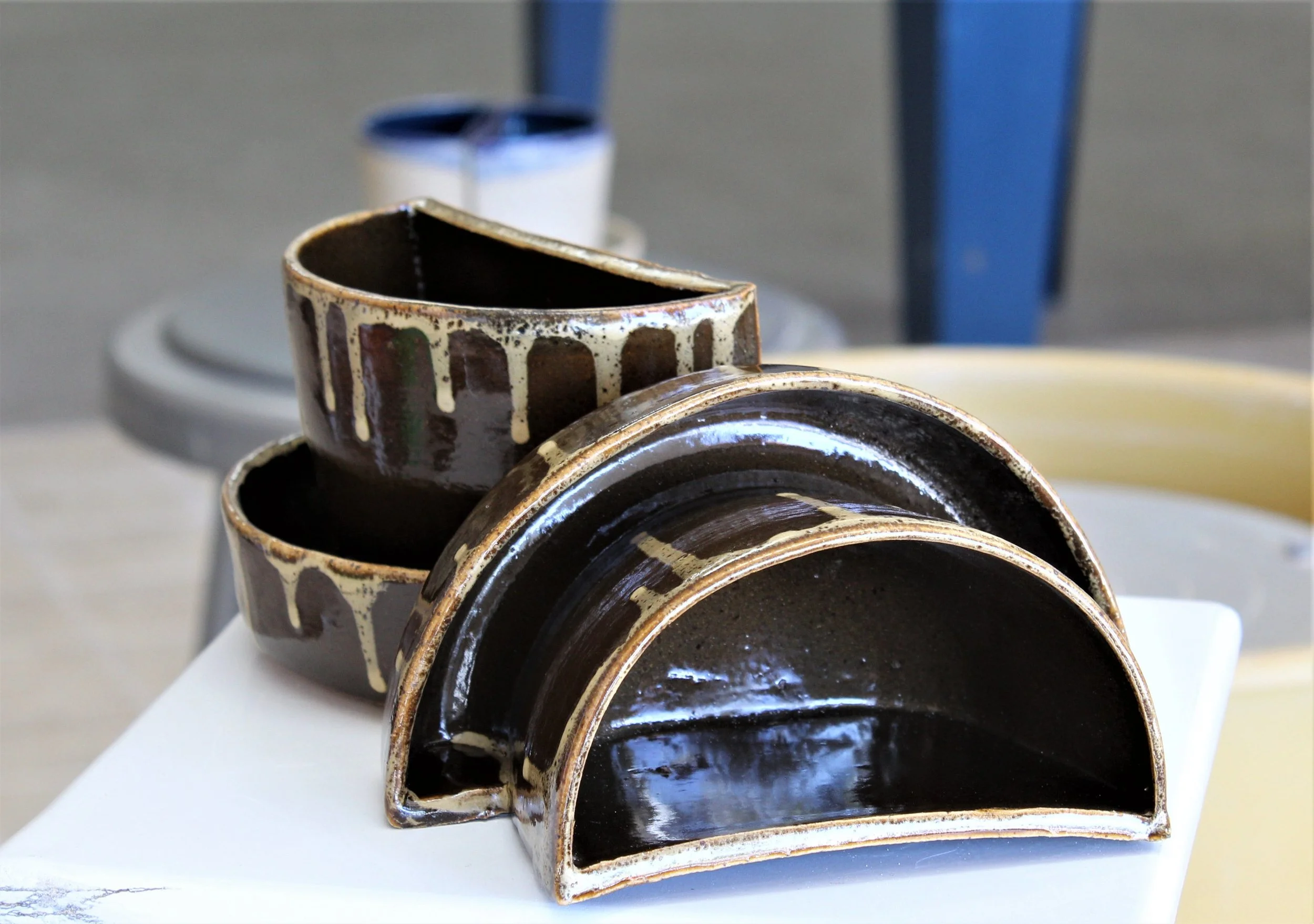 Avocado Glaze Wall Planters - Succulent — Duneland Pottery