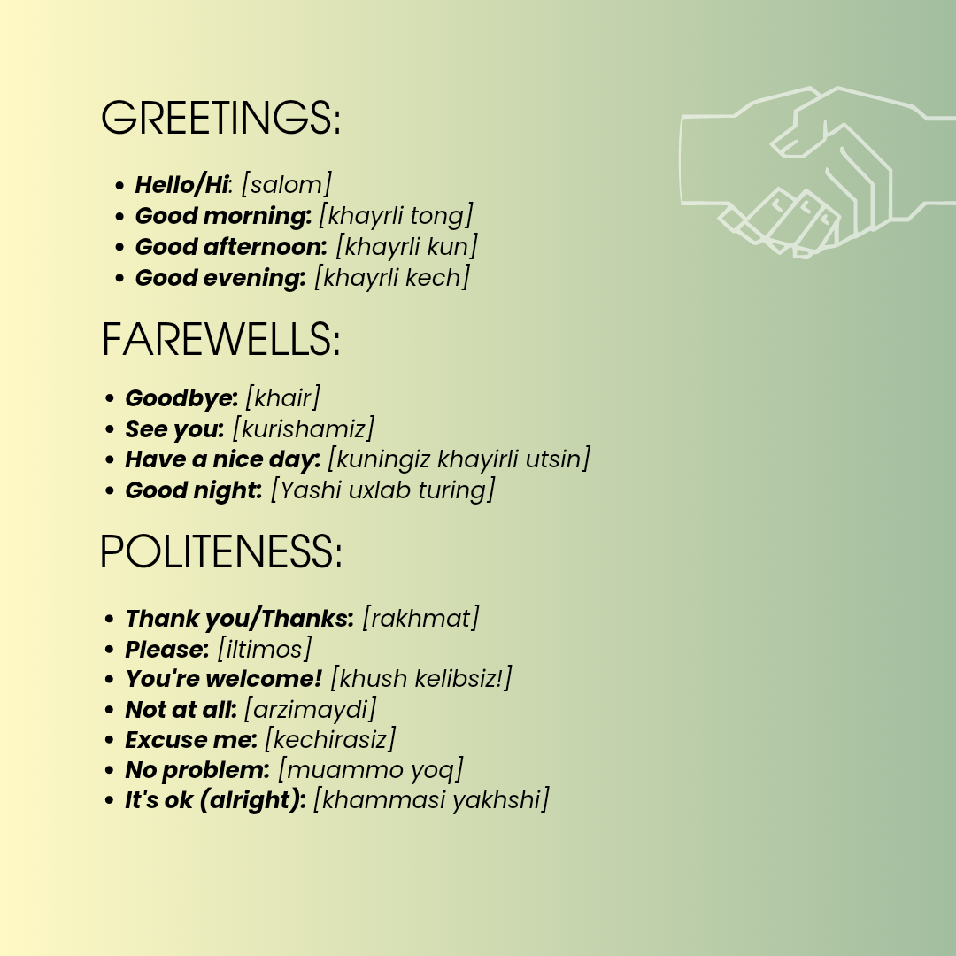 Useful Phrases | Learn Uzbek Today – Travel Confidently — Visit Uzbekistan
