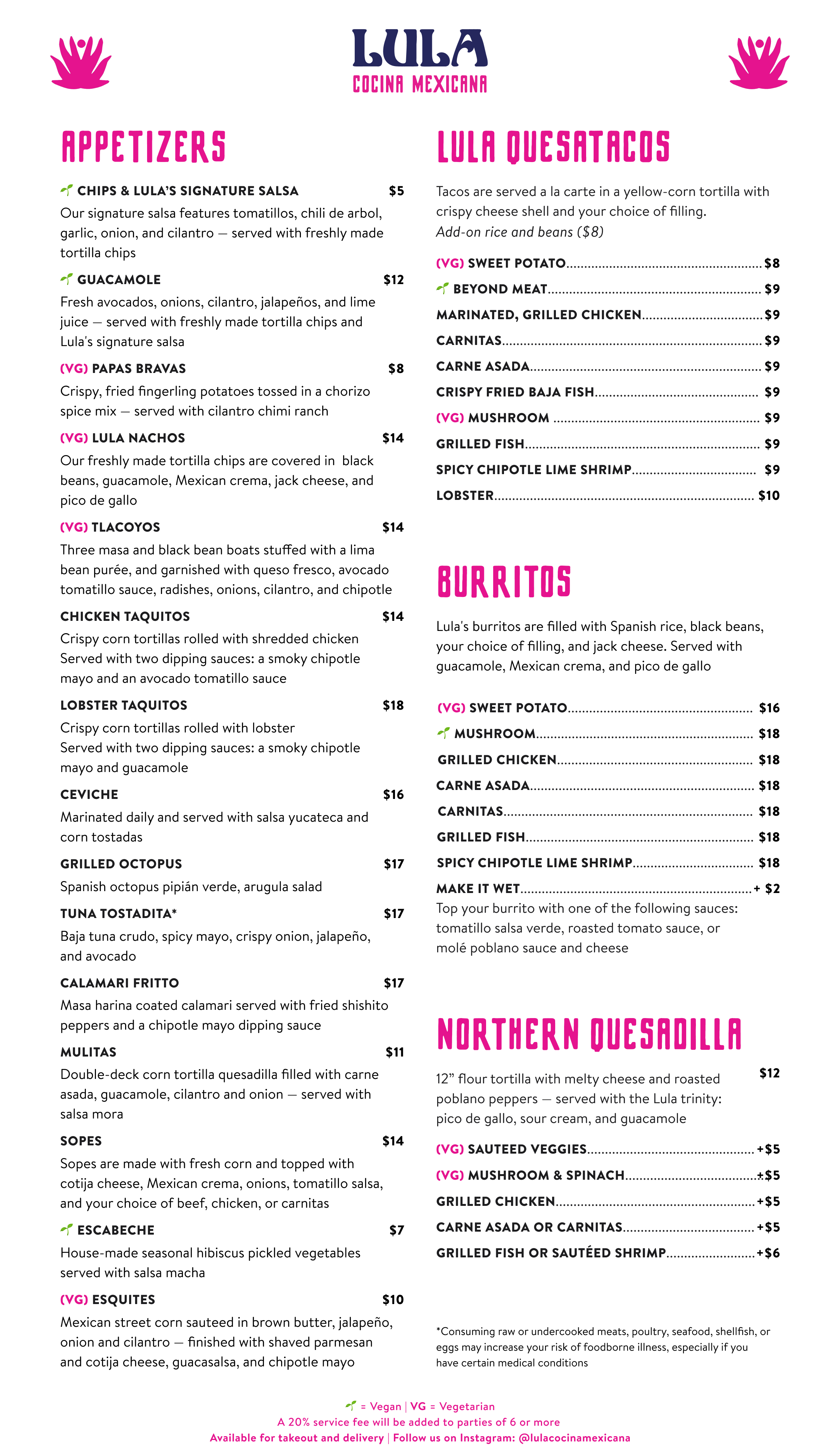 All Day Menu — Lula Cocina Mexicana
