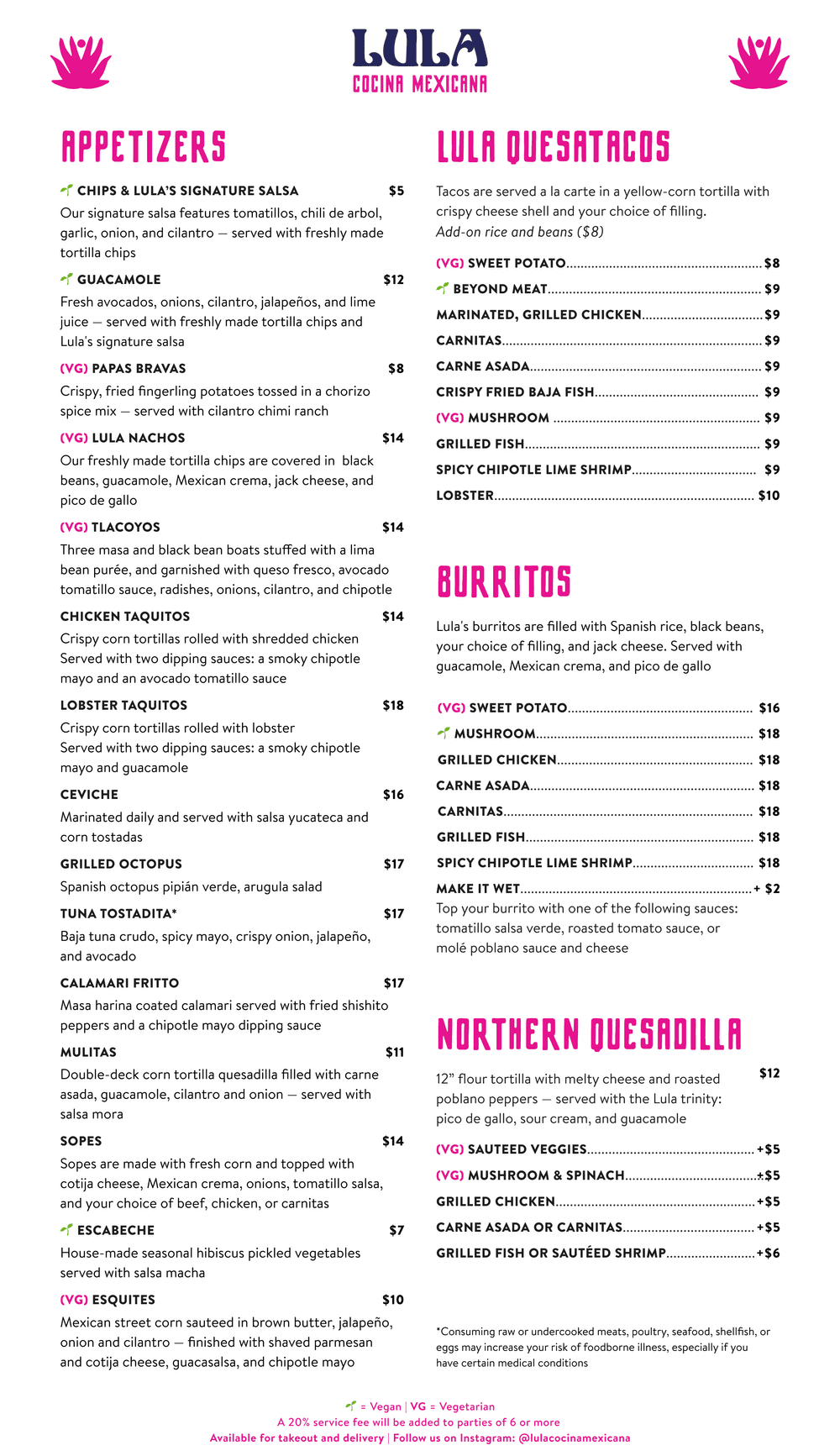 All Day Menu — Lula Cocina Mexicana