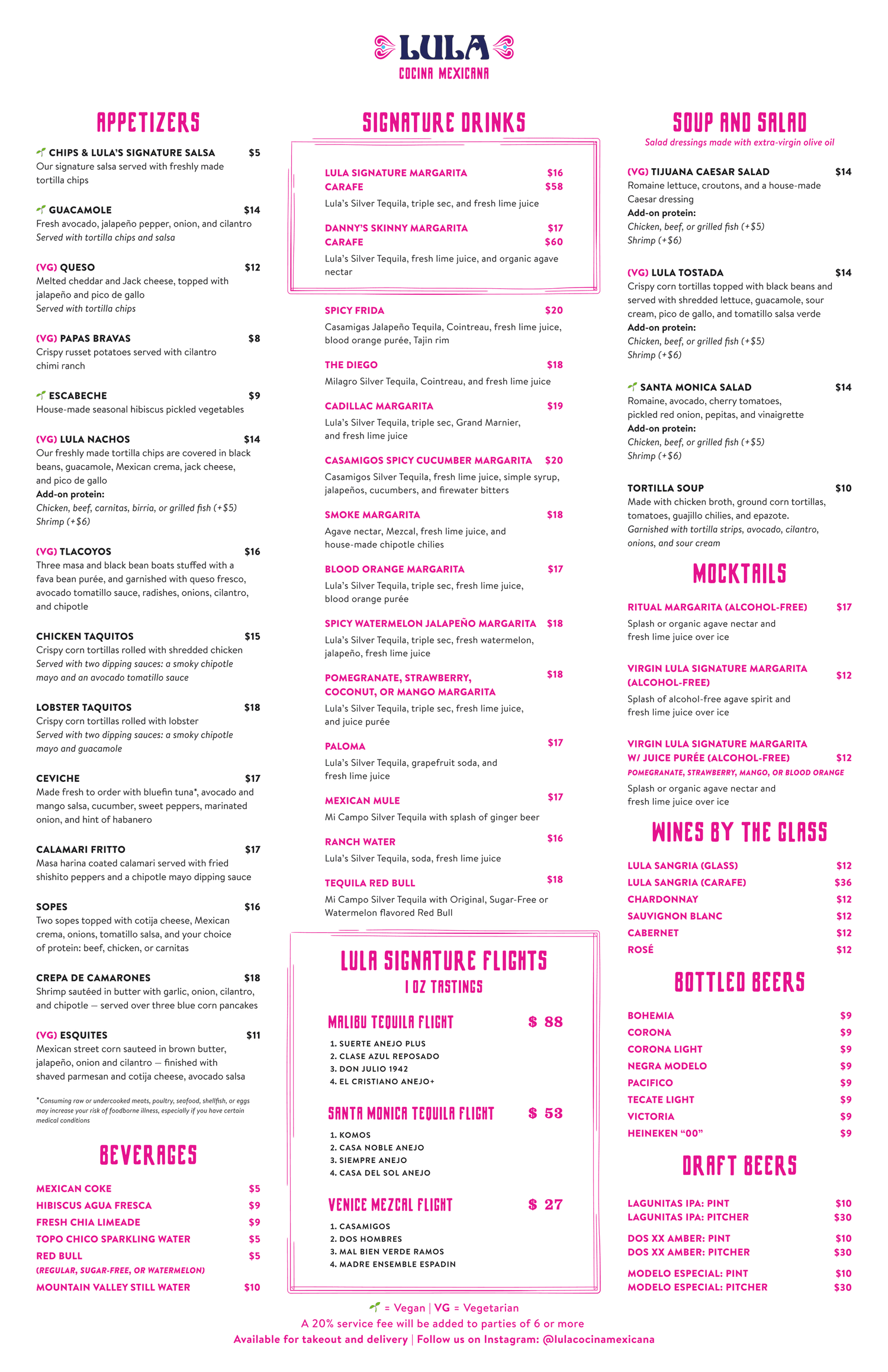 All Day Menu — Lula Cocina Mexicana
