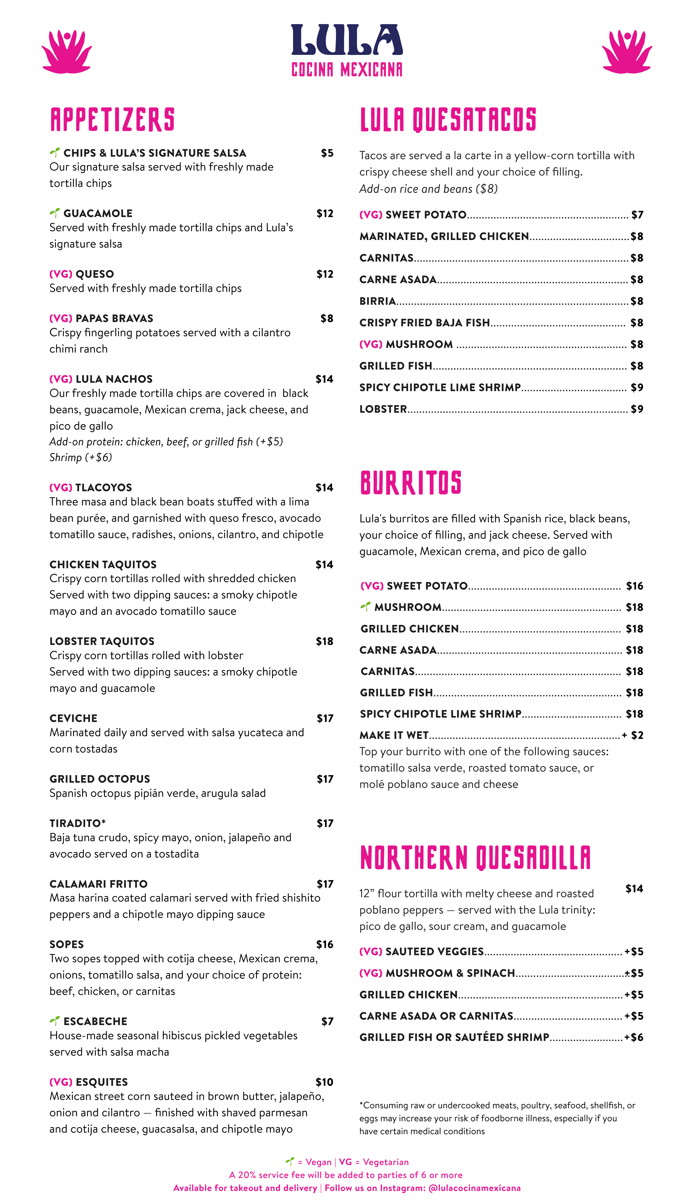 All Day Menu — Lula Cocina Mexicana