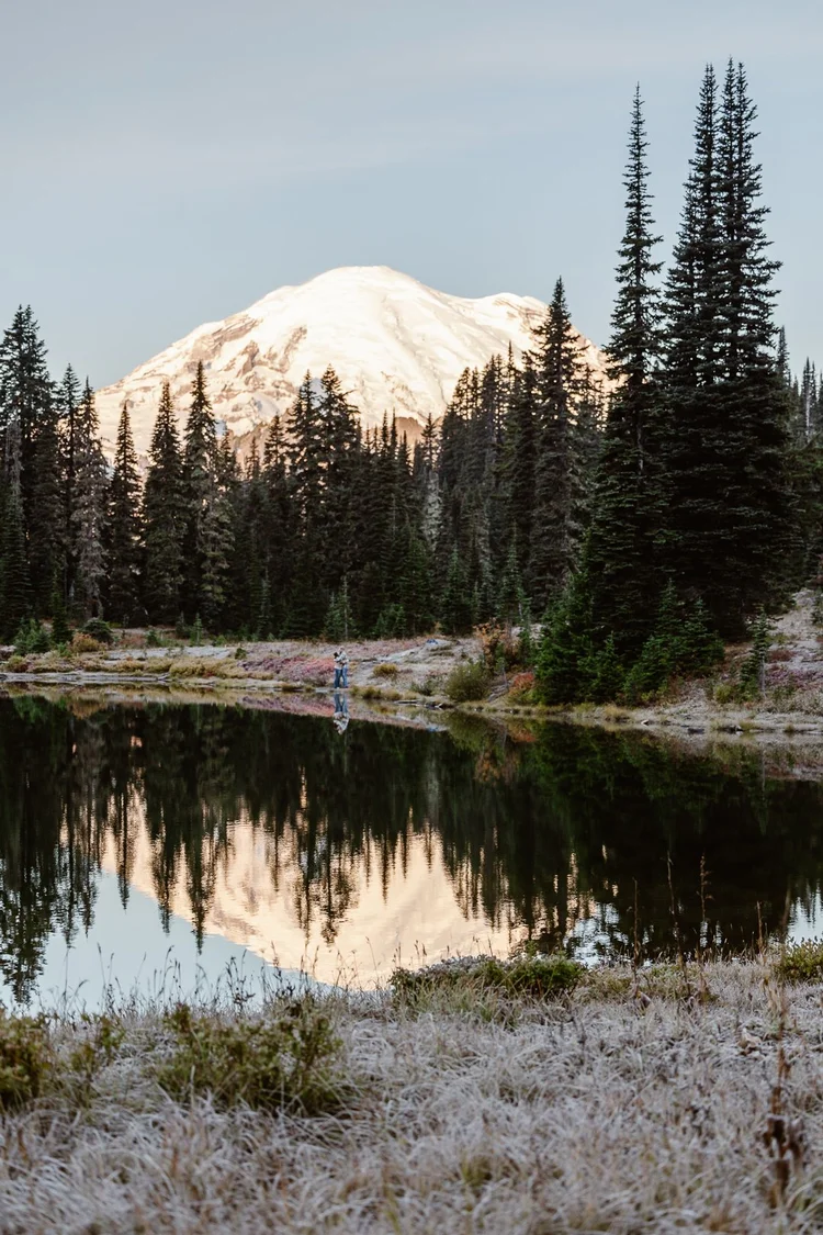 Fall Mount Rainier Engagement Photos at Tipsoo Lake