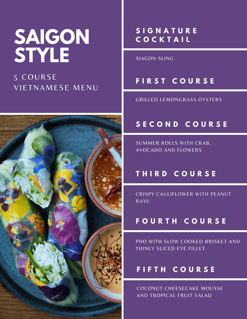 Vietnamese Menu — Spoon & Scallop | Ireland Private Chef