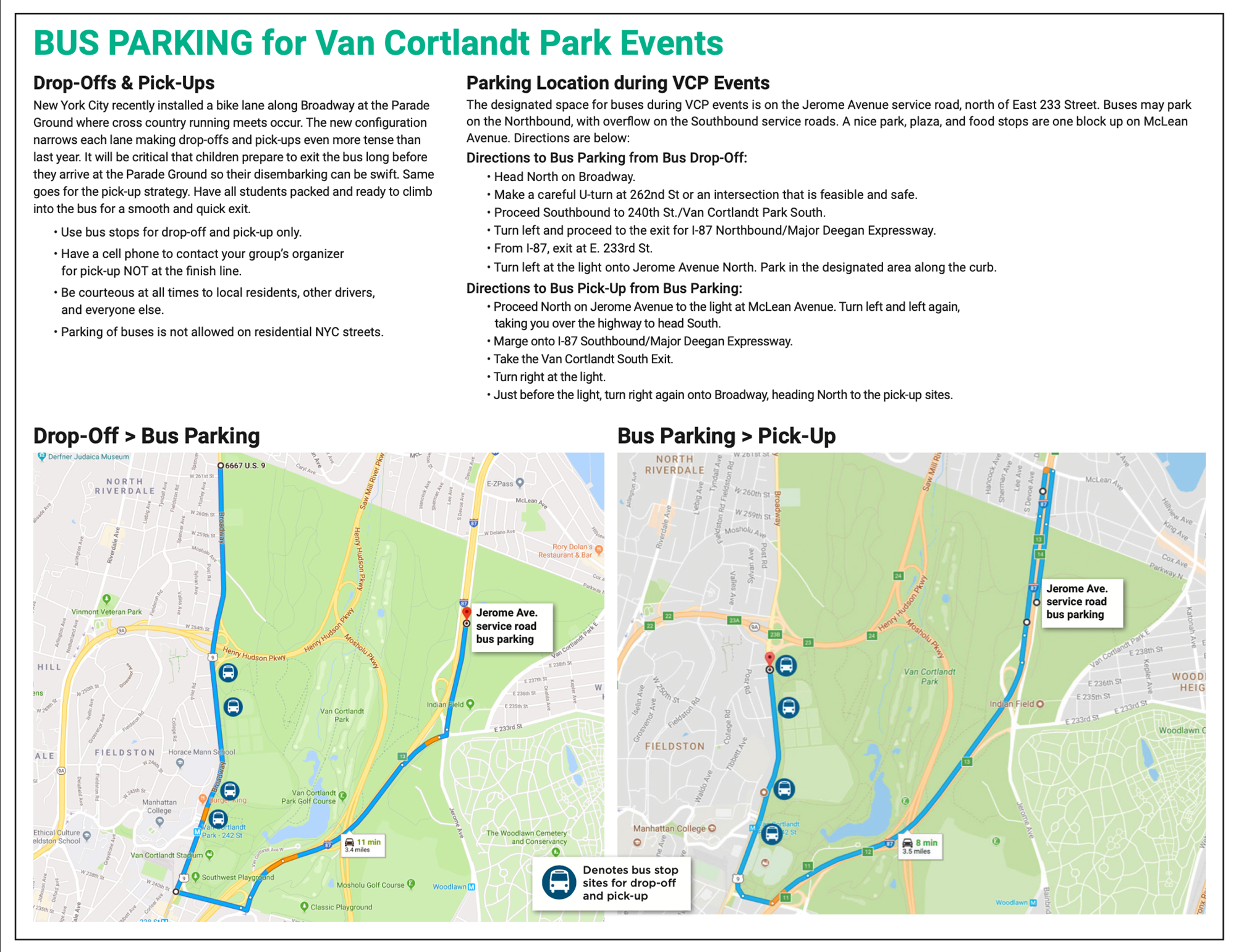 Race Day Parking & Drop Off — 2025 Manhattan University XC Invitational