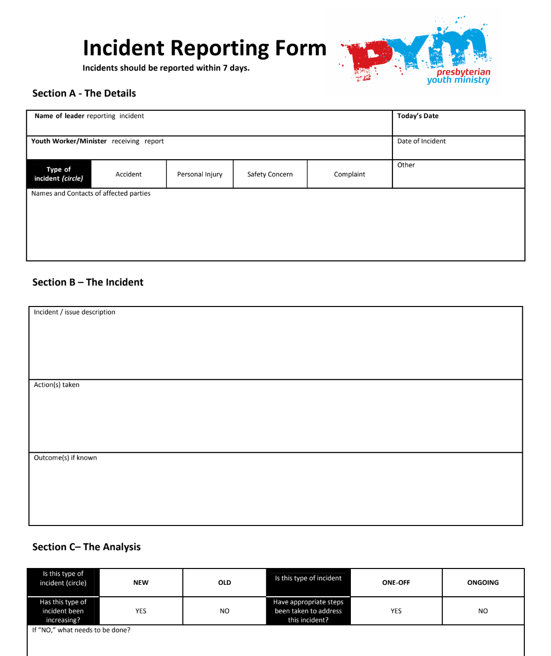 Forms & Template Documents — Presbyterian Youth Ministries