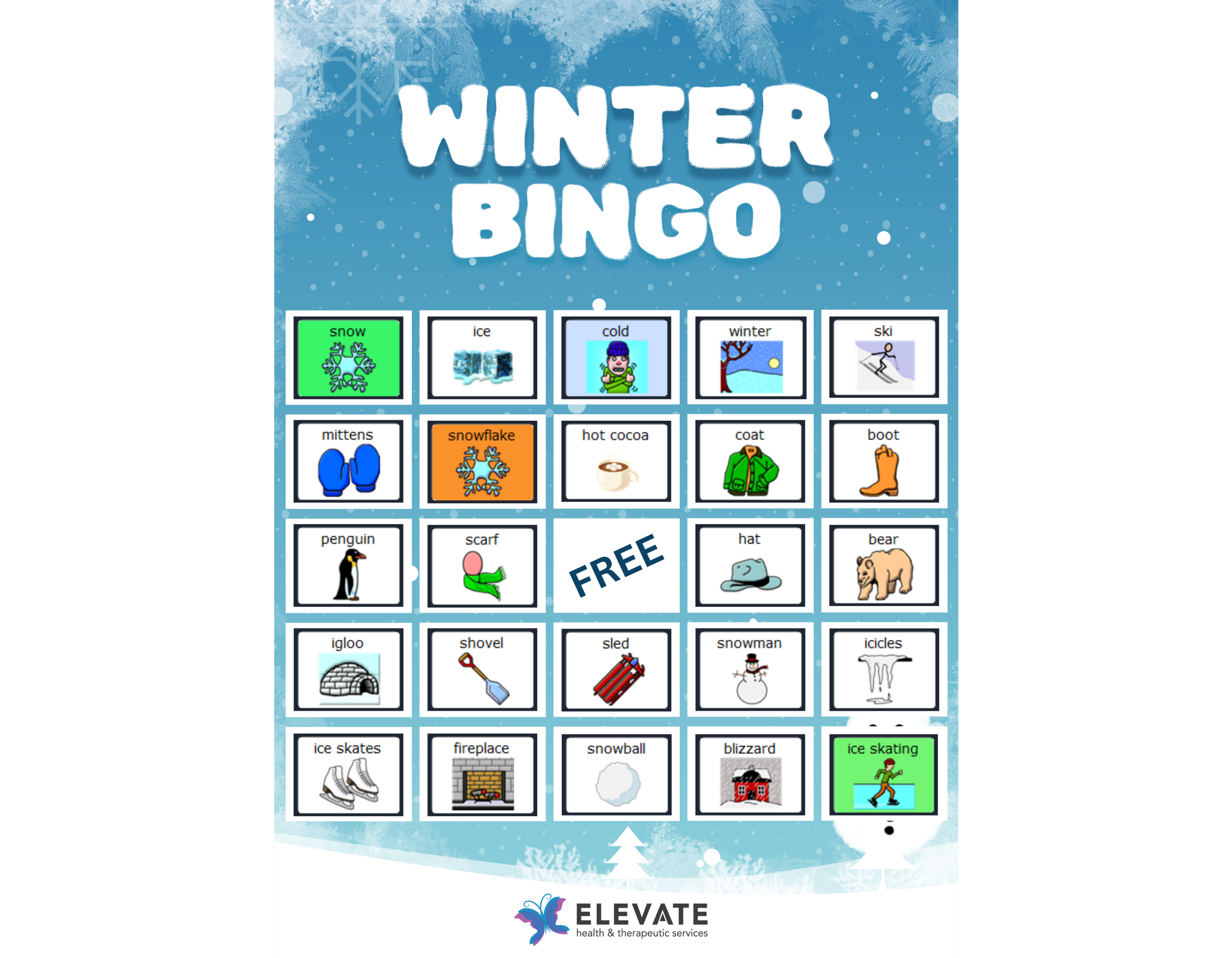 Winter Bingo – AAC Adapted (LAMP) — Elevate Health & Therapeutic Services