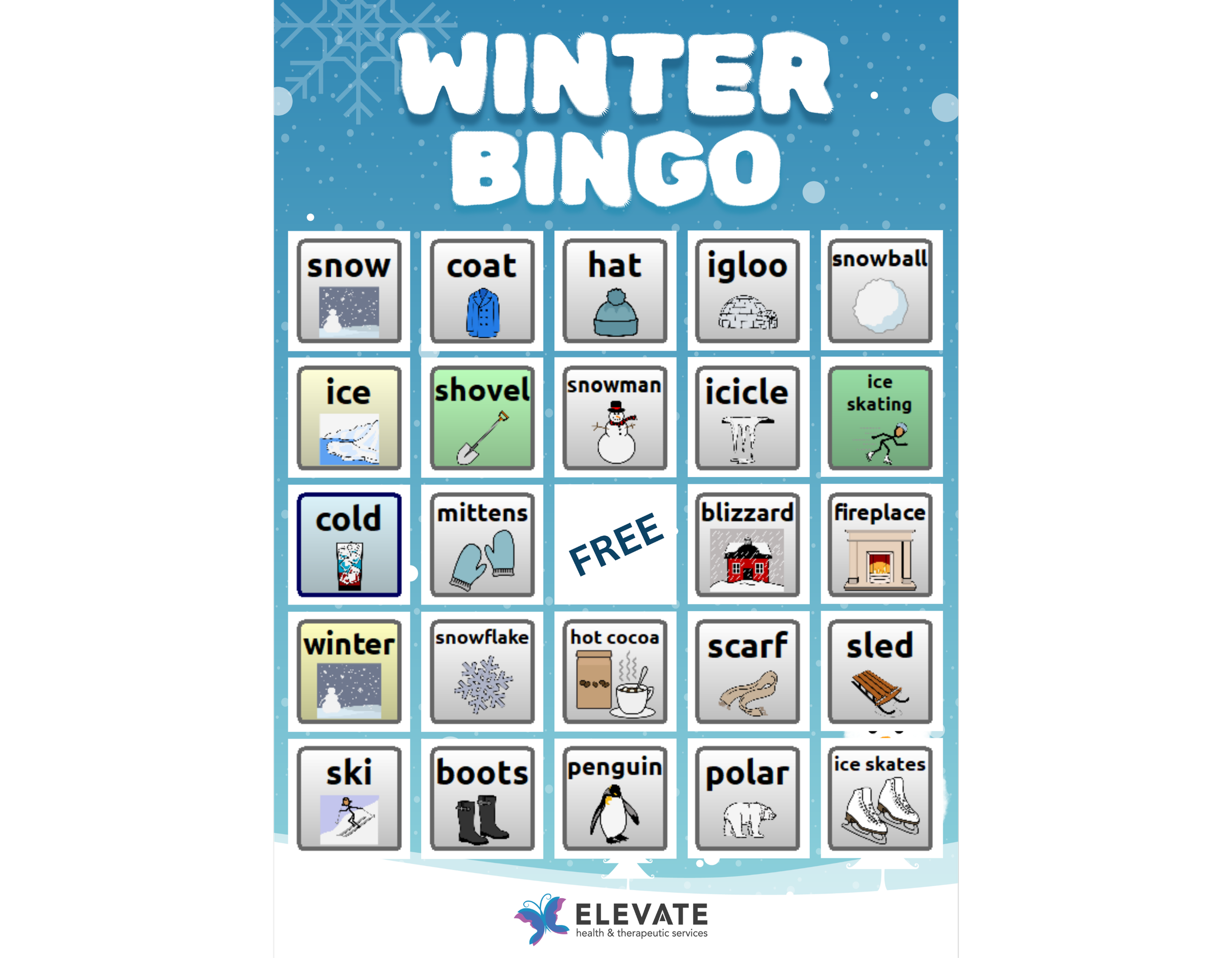 Winter Bingo – AAC Adapted (WordPower) — Elevate Health & Therapeutic ...