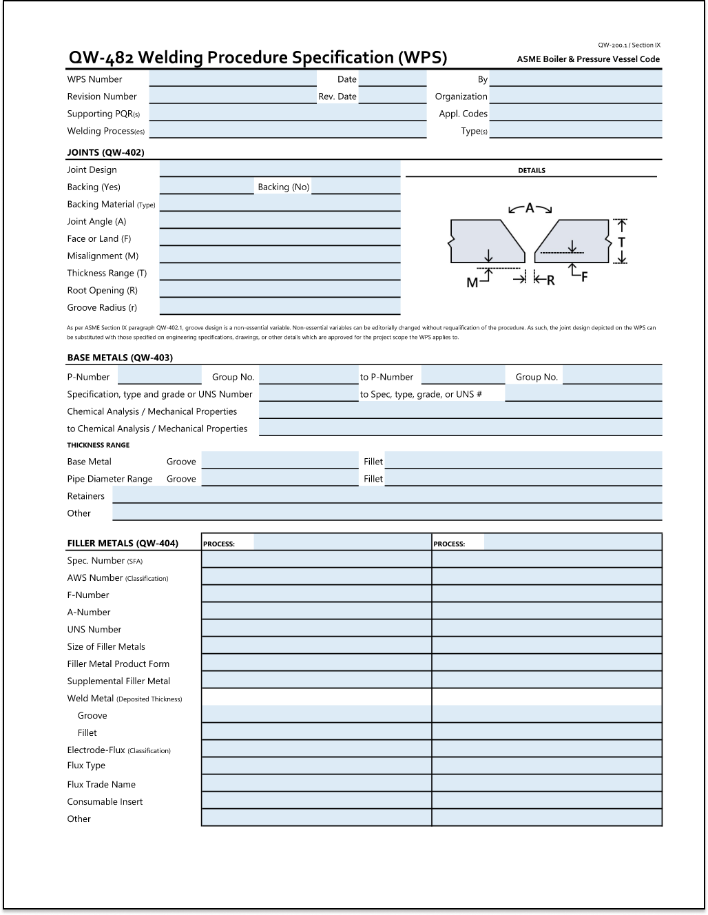 ASME P-Number Reference — QUALITY INSPECTION FORMS