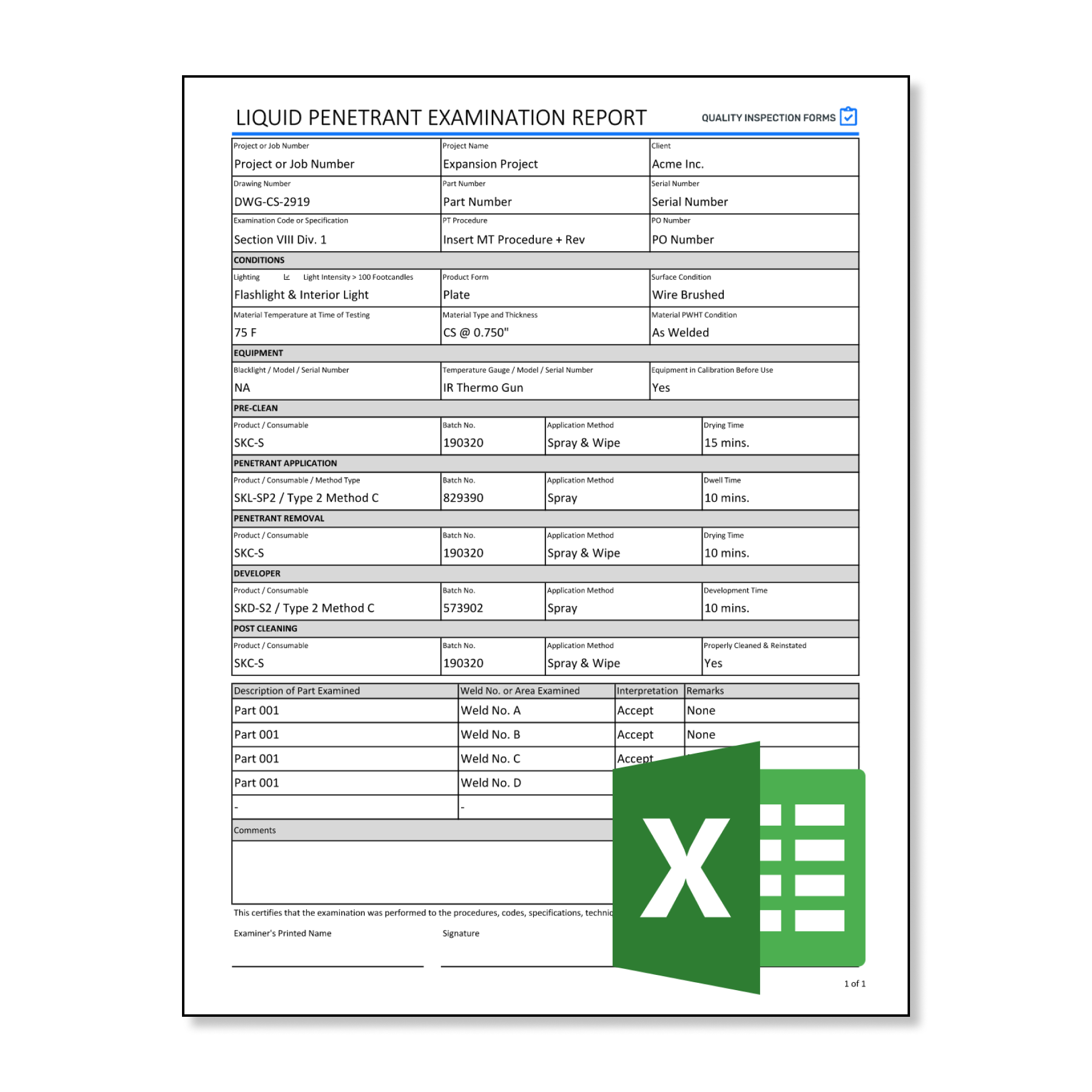 WPS & PQR - ASME Section IX - Blank Form — QUALITY INSPECTION FORMS