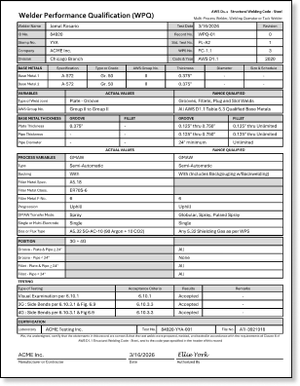 WPS Blank AWS D1.1 Form J-2 — QUALITY INSPECTION FORMS