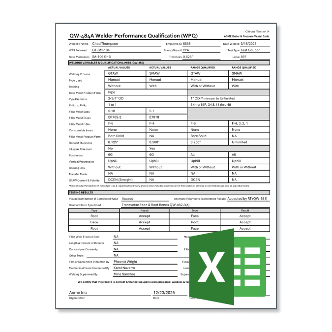 WPS & PQR - ASME Section IX - Blank Form — QUALITY INSPECTION FORMS