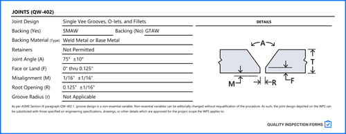 WPS QW-402 Joints — QUALITY INSPECTION FORMS