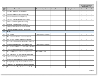 ITP Earthwork — QUALITY INSPECTION FORMS