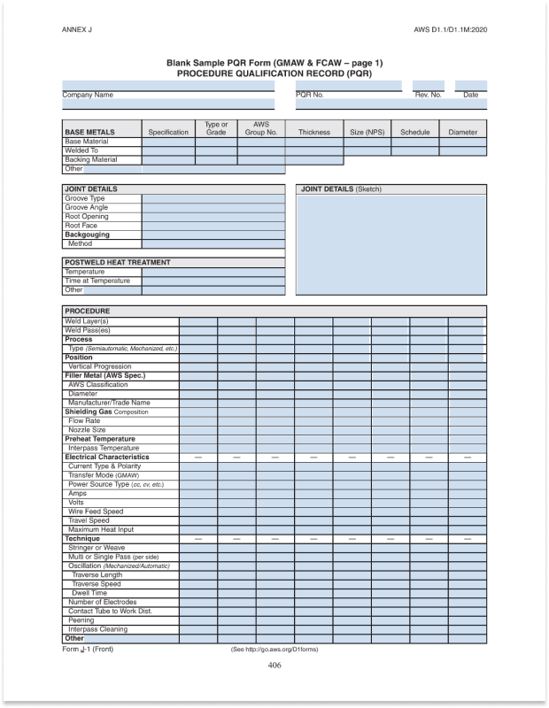 Qualifying an AWS Welding Procedure — QUALITY INSPECTION FORMS