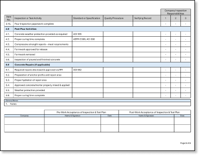 ITP Earthwork — QUALITY INSPECTION FORMS