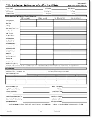 WPS & PQR - ASME Section IX - Blank Form — QUALITY INSPECTION FORMS