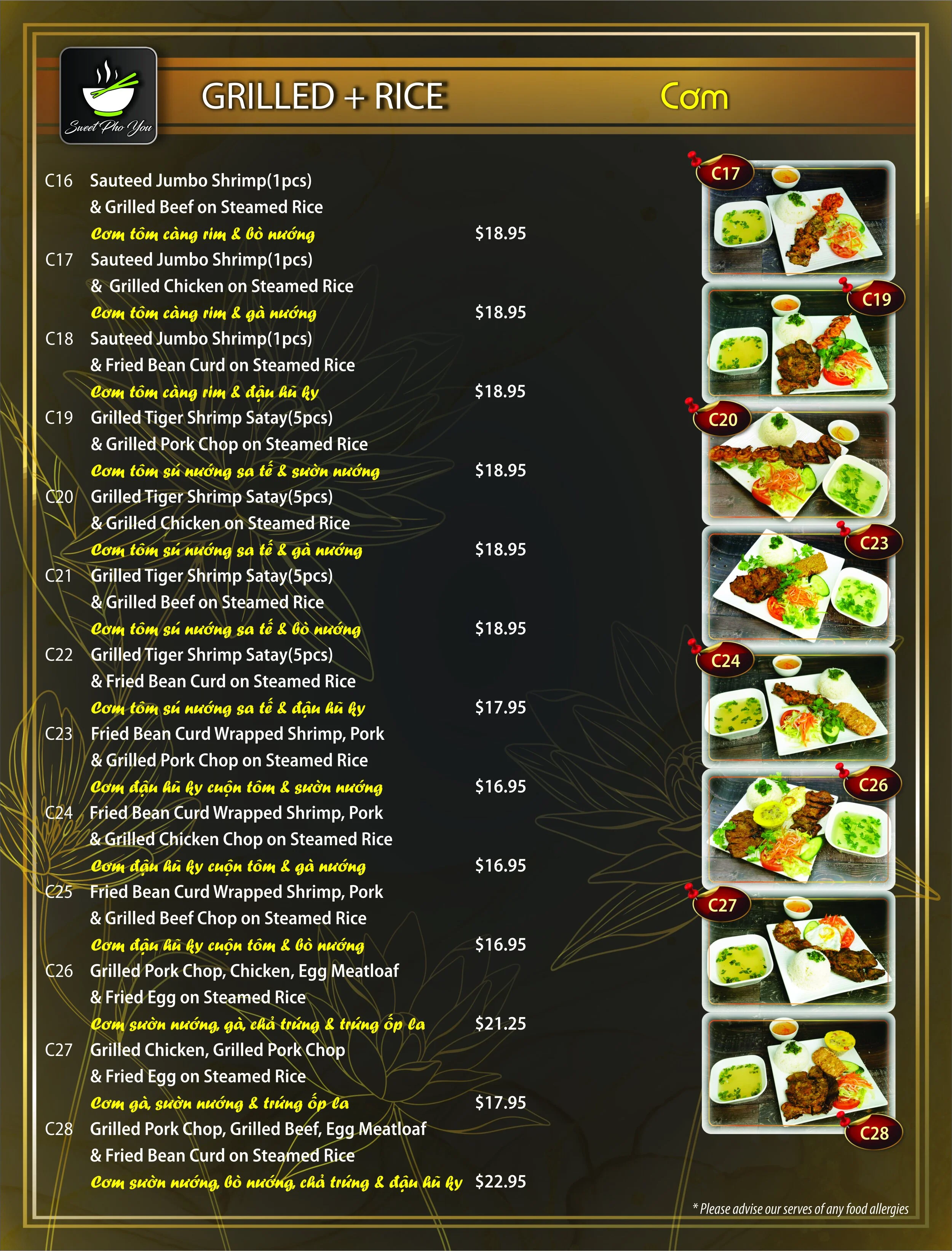 Menu — Sweet Pho You