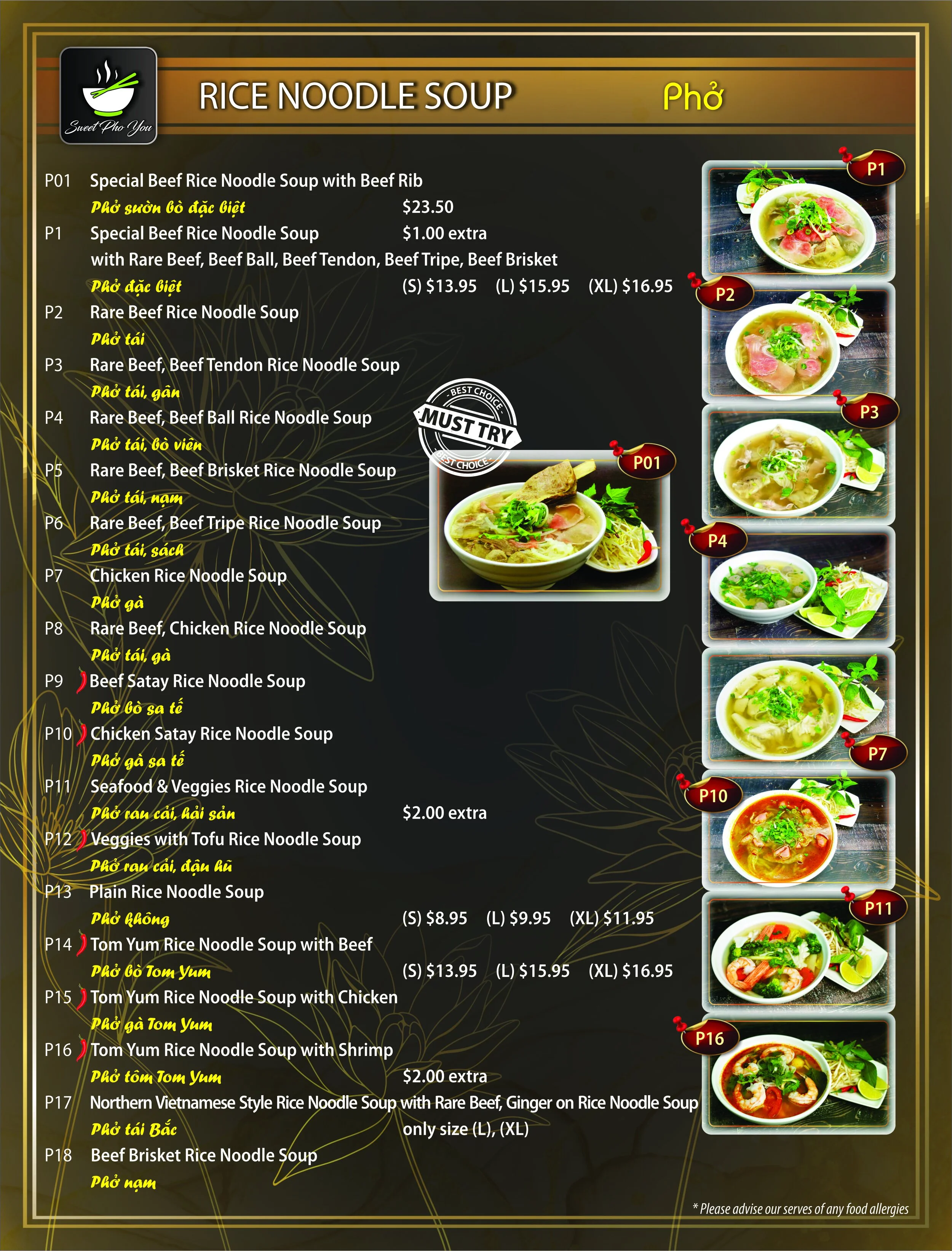 Menu — Sweet Pho You