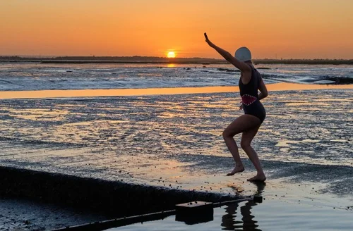 Chilly Swim swimwear, cold water, limestone neoprene, wild swimming