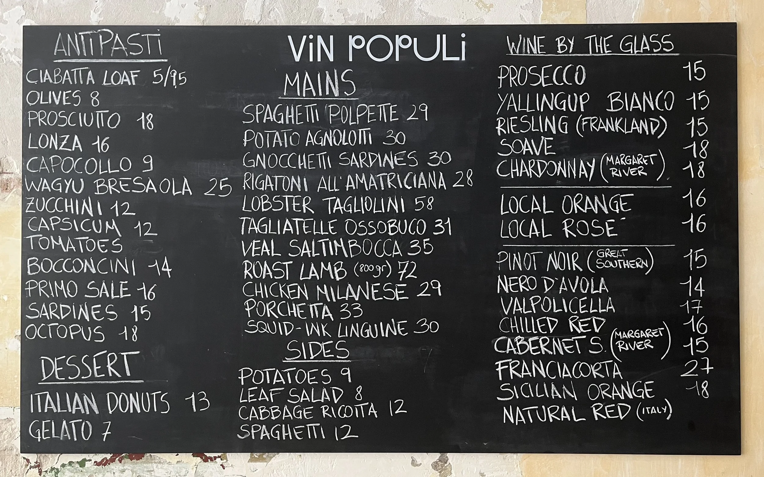 Menu — Vin Populi