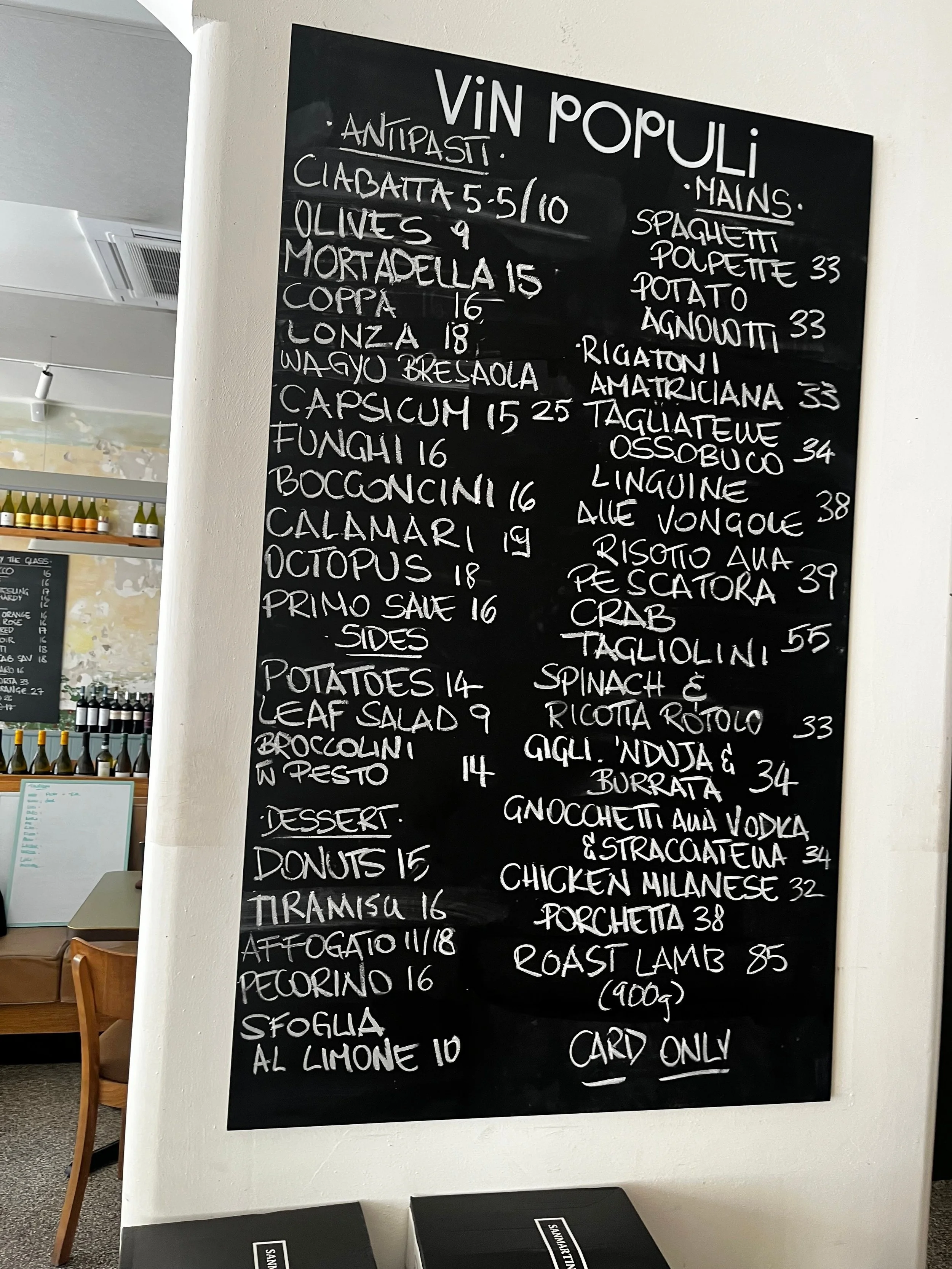 Menu — Vin Populi