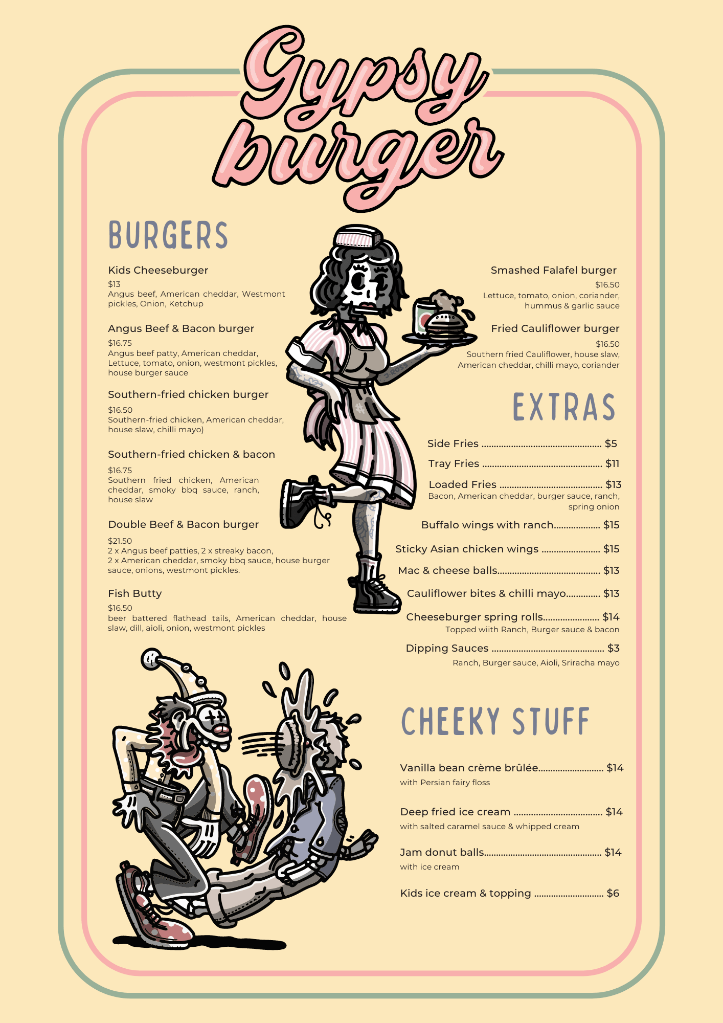 Gypsy Burger Torquay Menu — Gypsy Burger