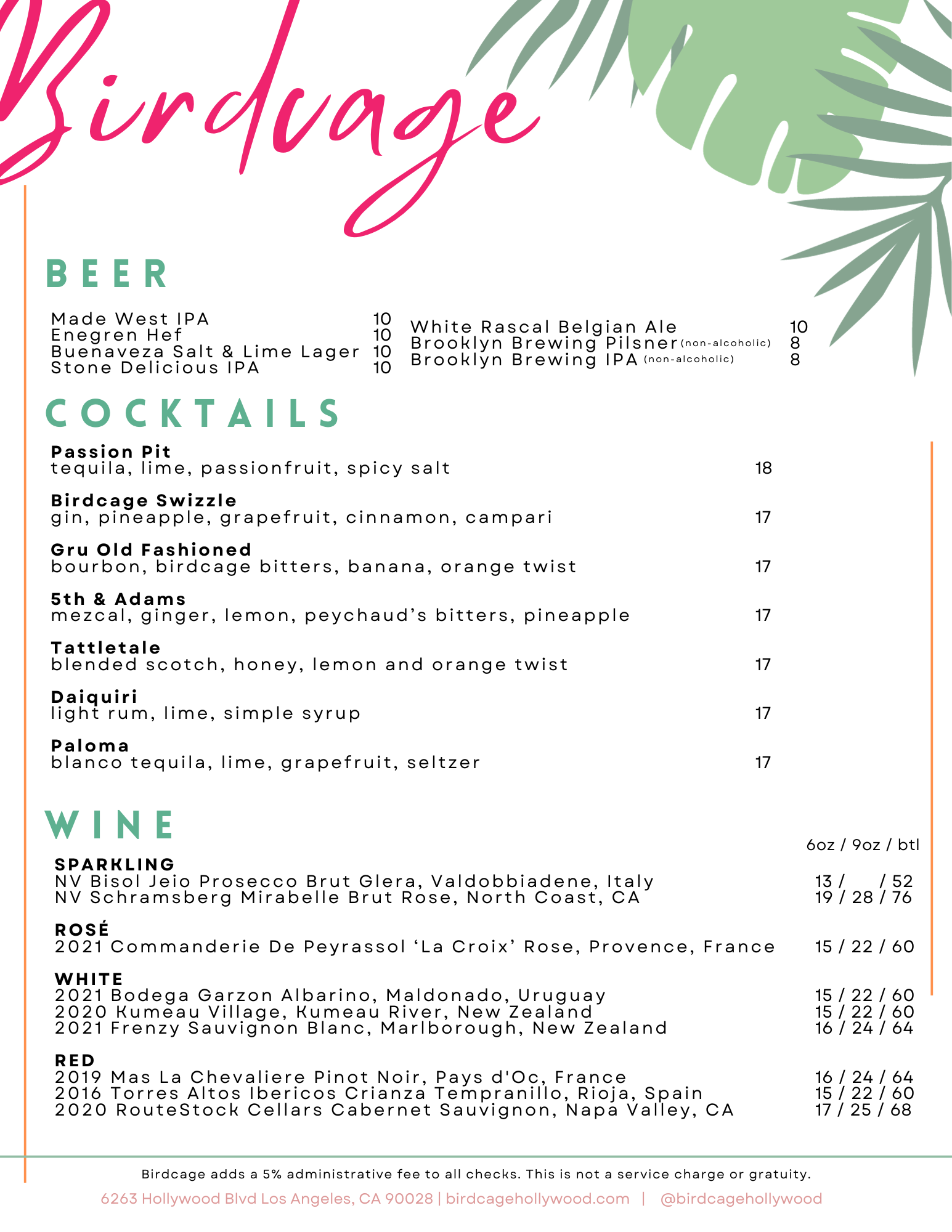 Drink — Birdcage Hollywood