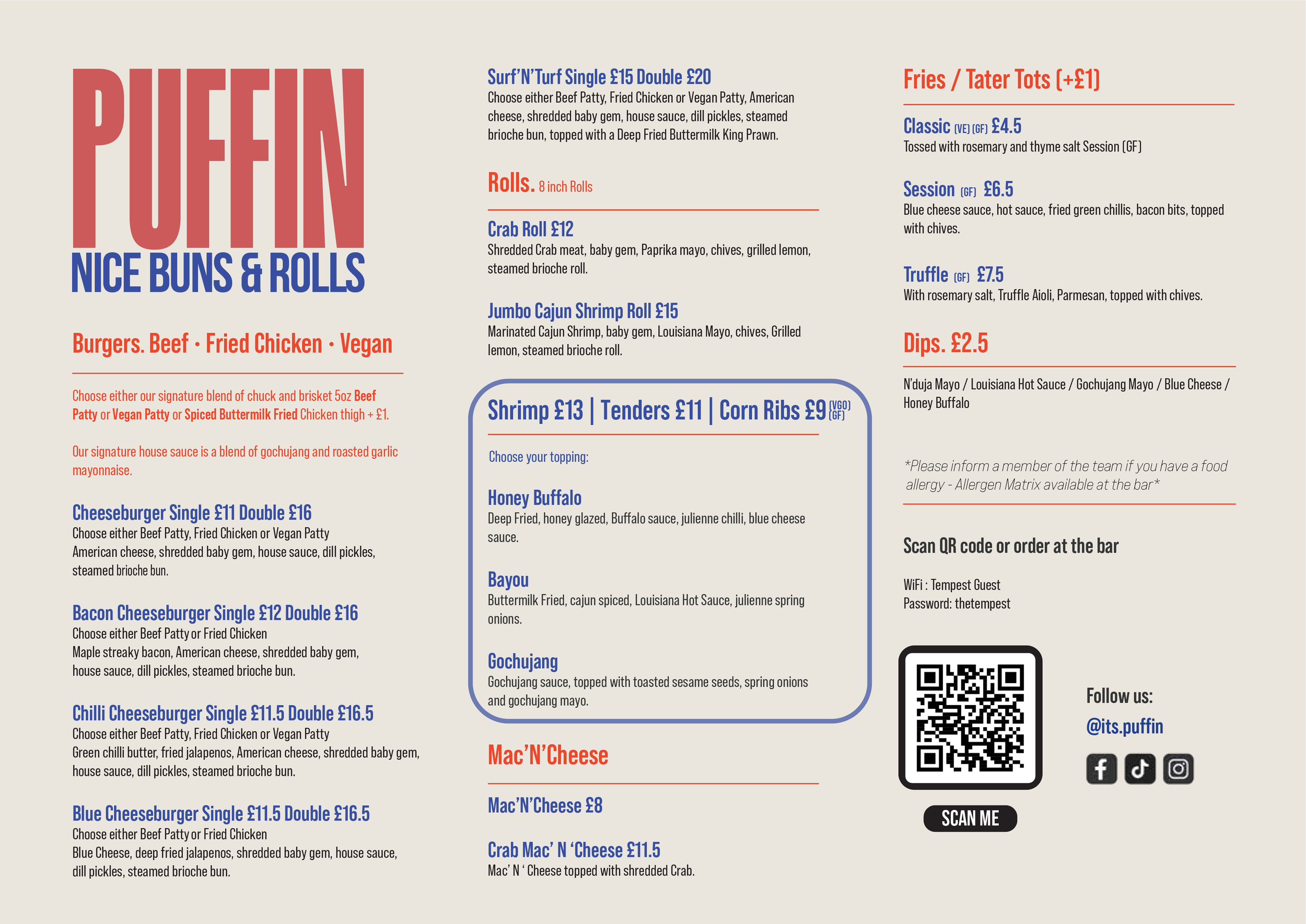 Menus | Discover & Dine Today — Tempest Brighton