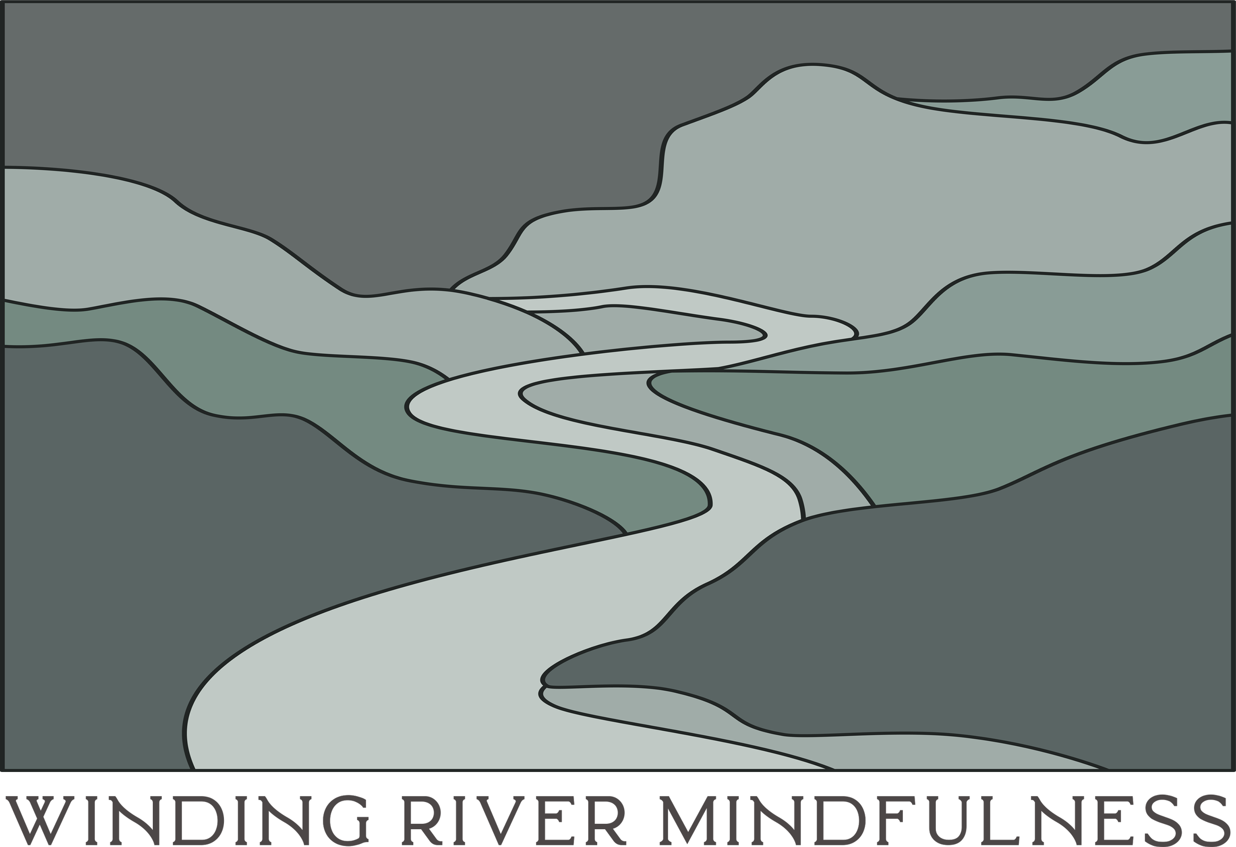 Winding River Drawing Black And White