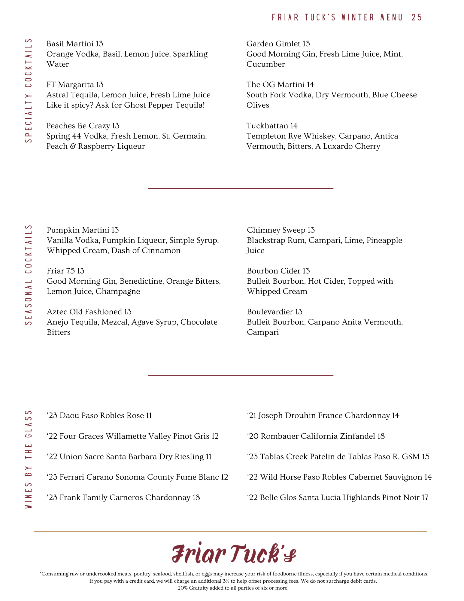 Friar Tuck's restaurant & Bar —Discover the Best Wine Selection in Town ...