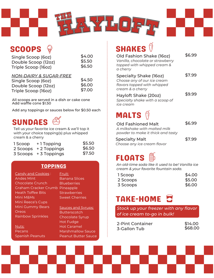 MENU — The Hayloft