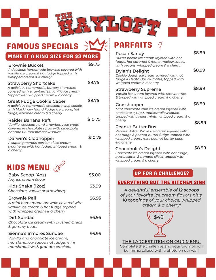 MENU — The Hayloft