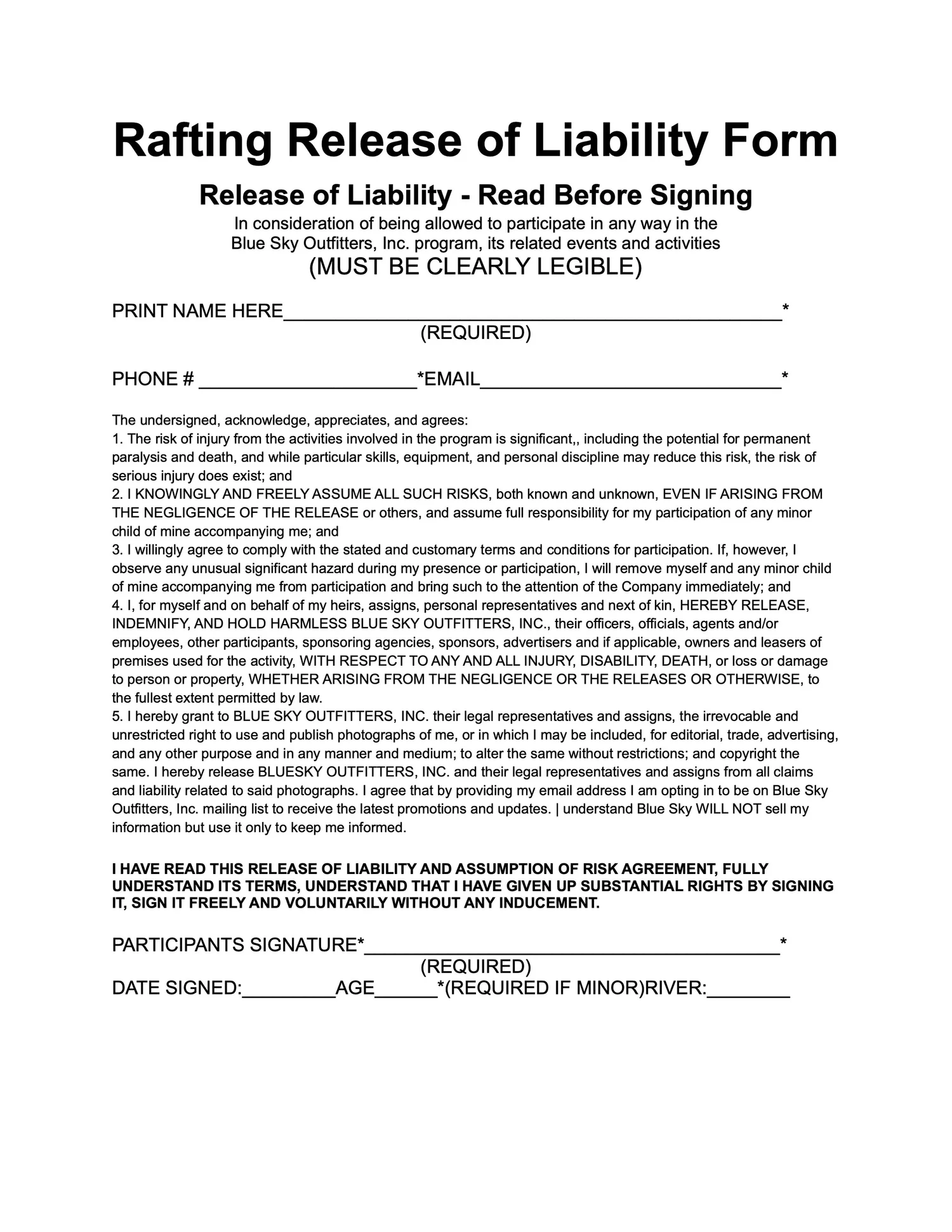 White Water Rafting — Blue Sky Outfitters