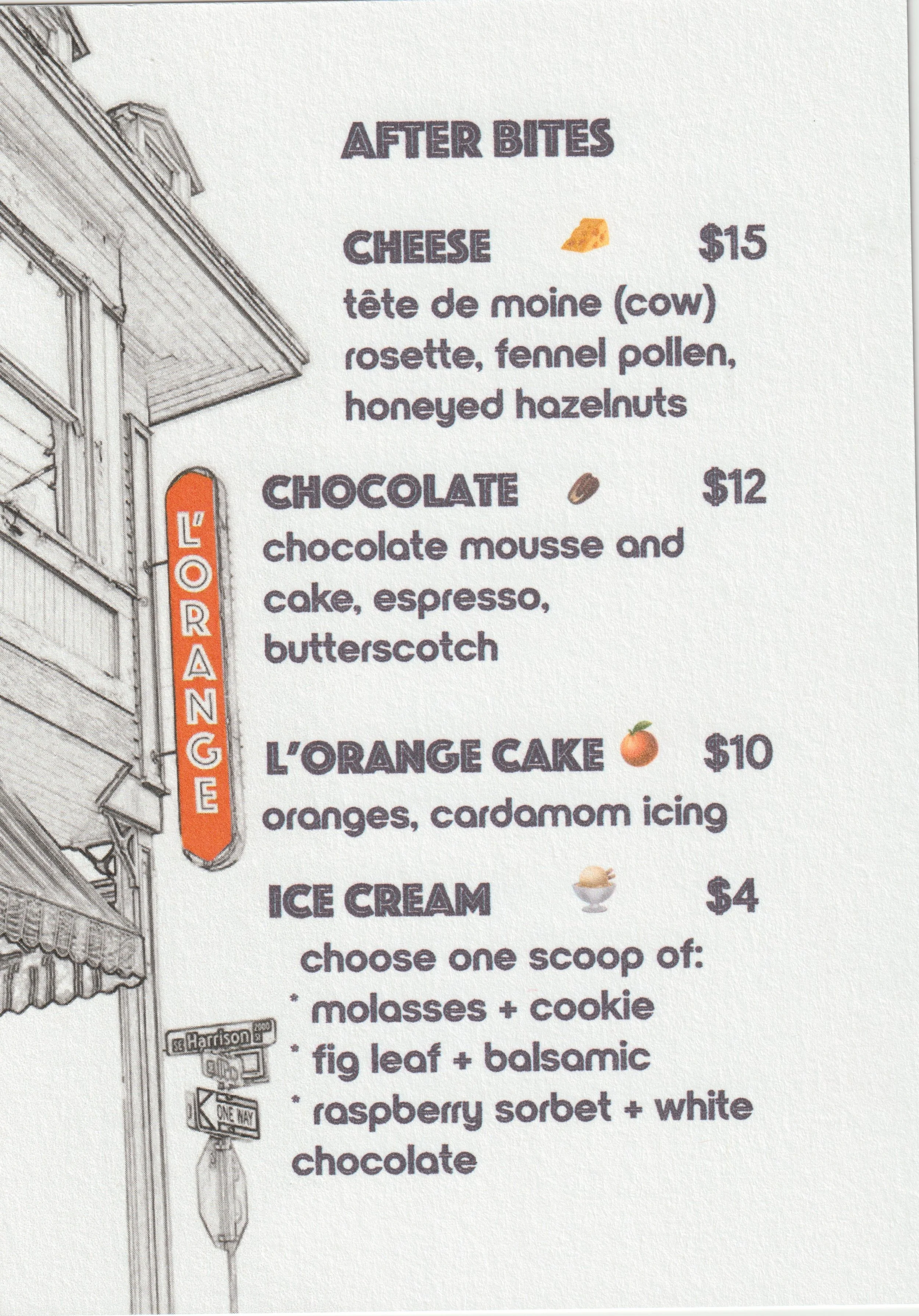 Menu — L'Orange: A Winery Restaurant