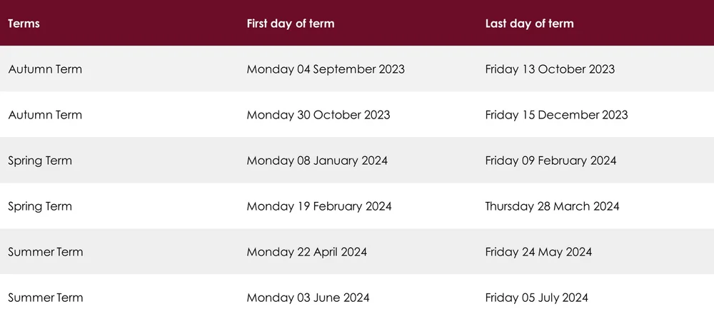 Terms Dates | Read Meta School