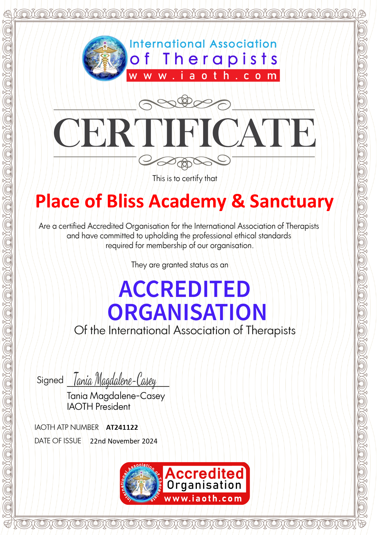 Place of Bliss Academy Accreditation! — Place of Bliss Academy
