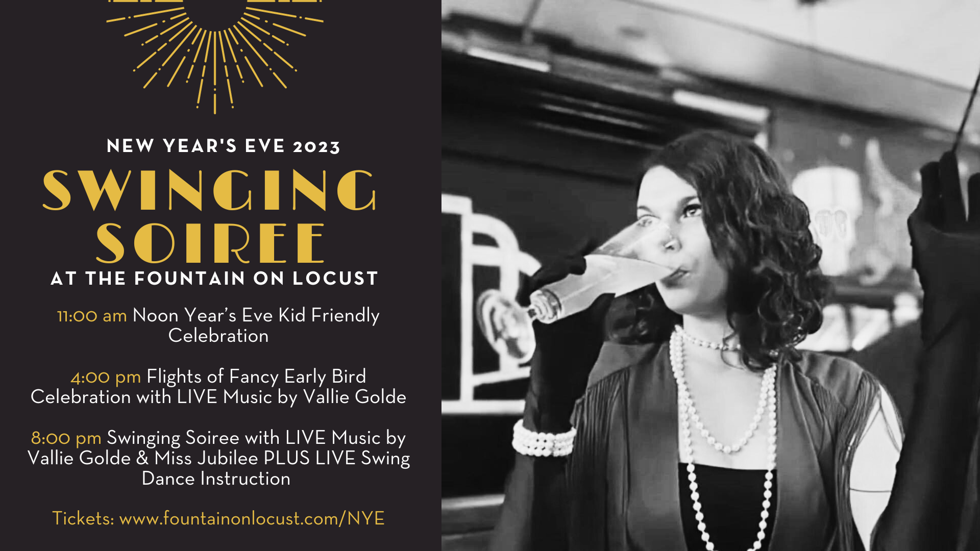 Ring in New Year’s Eve with our Swinging Soirees — The Fountain on Locust
