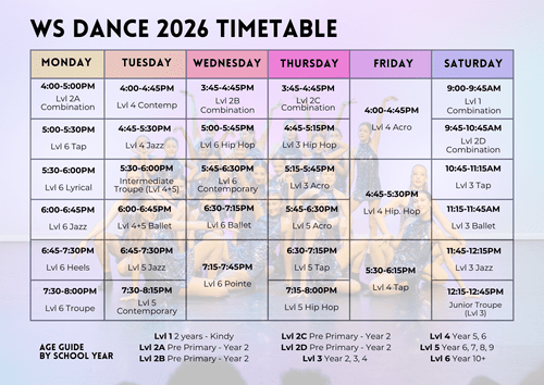Timetable & Fees — WS Dance