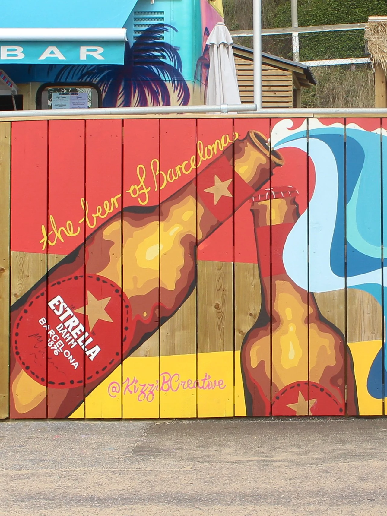 60ft long mural at SOBO Beach sponsored by Estrella Damm — Kizzi B Creative