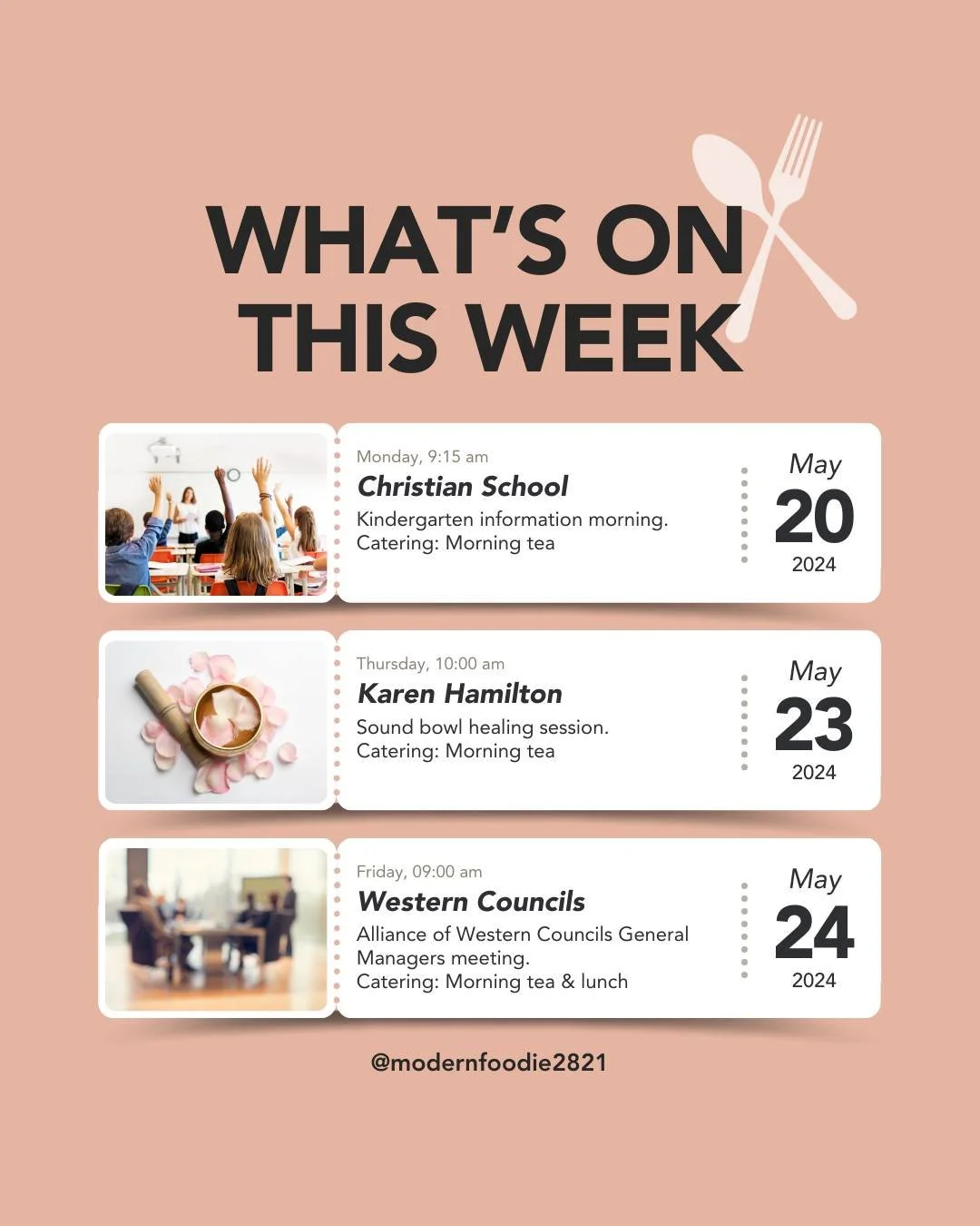 Catering Menus from Modern Foodie - Narromine, Dubbo & Surrounds