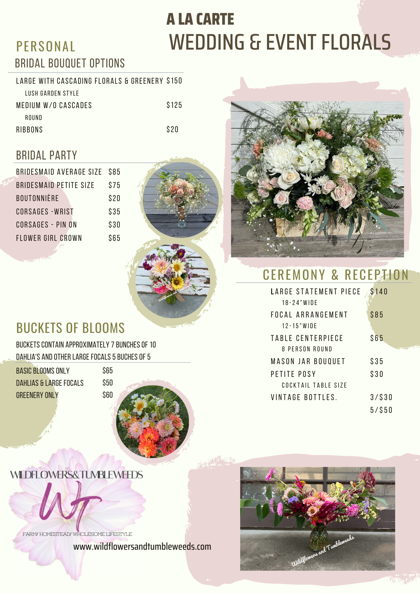 Cut Flower Price Sheet — Just Another Mile Ranch / Wildflowers and ...