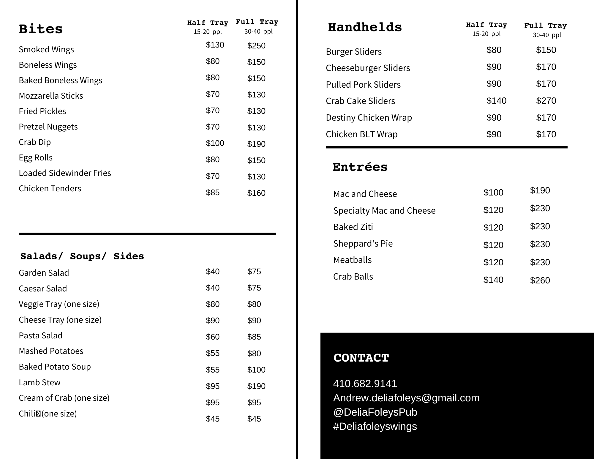 Catering — Delia Foley's Pub | Federal Hill