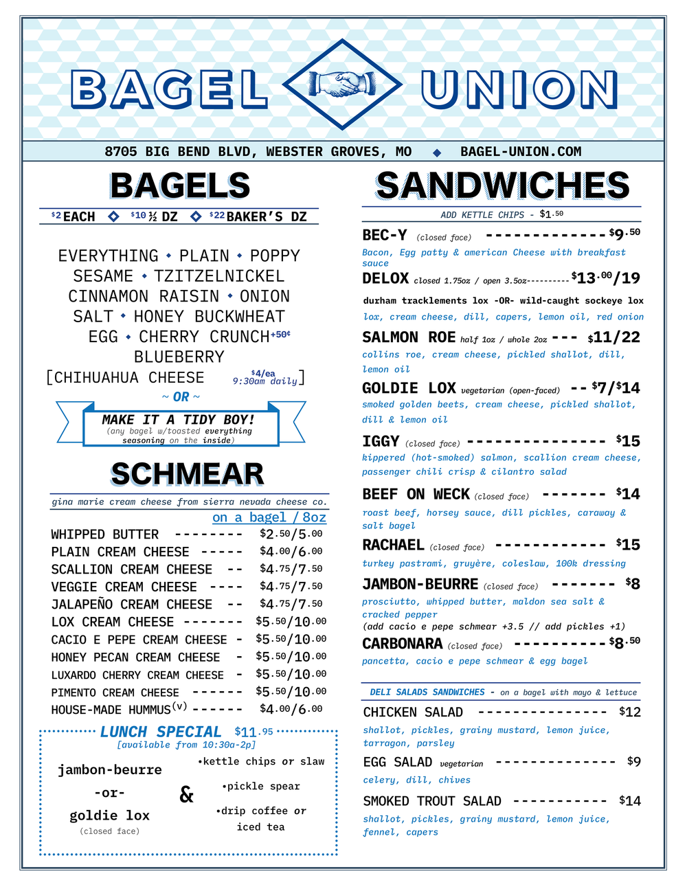 Menu — Bagel Union