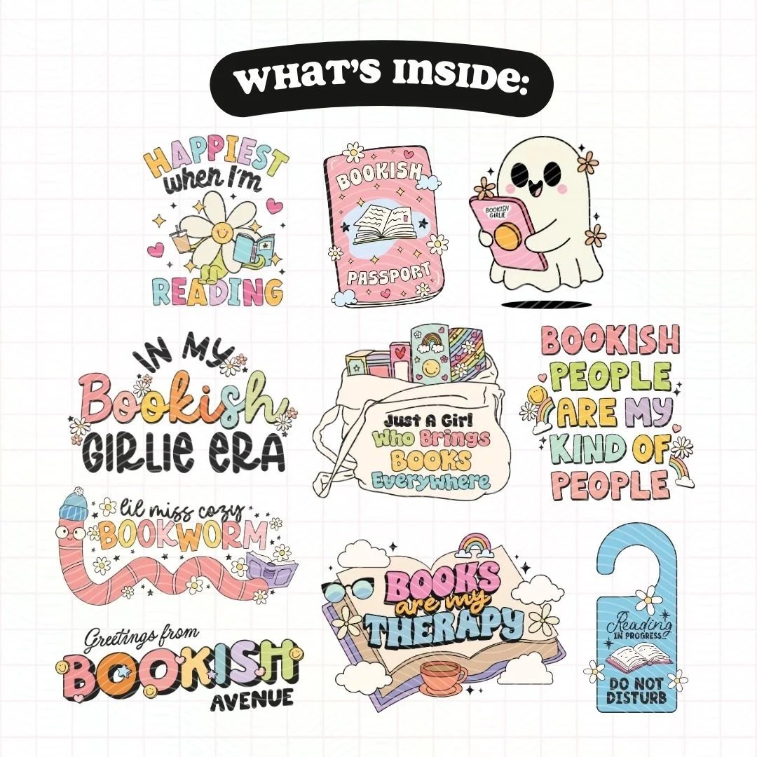 Bookish Love Bundle (SVG & PNG) — SVG Society | Shop Cute & Trendy ...