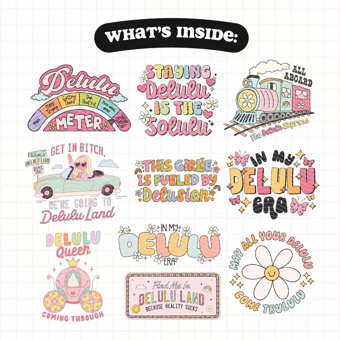 Delulu Girlie Bundle (SVG & PNG) — SVG Society | Shop Cute & Trendy ...