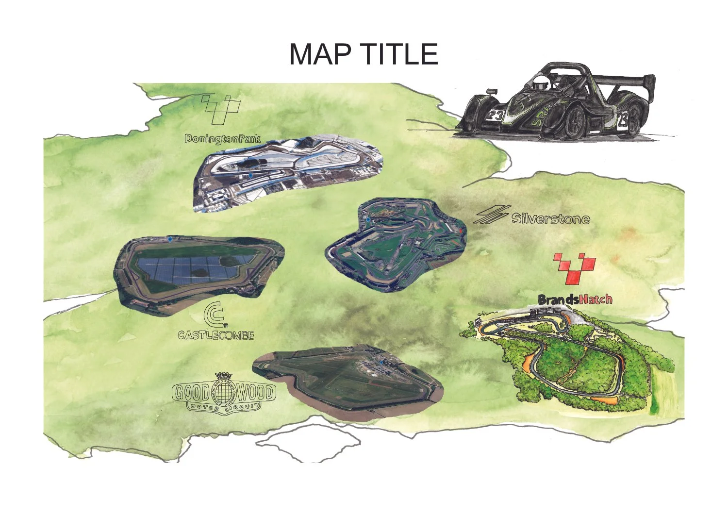 Bespoke Illustrated Map Gift | Iconic UK Race Circuits | Ali Edwards ...